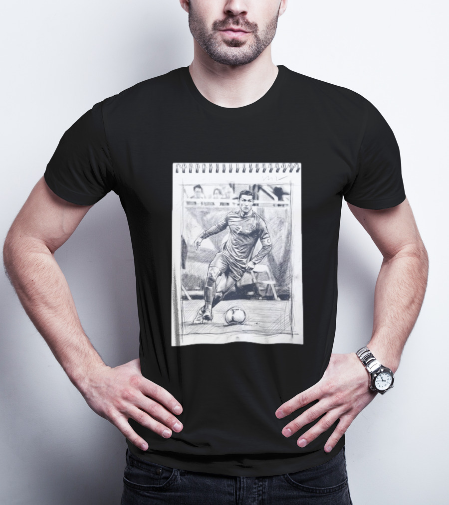 Cristiano Ronaldo CR7 Soccer Sketchbook Drawing T-Shirt