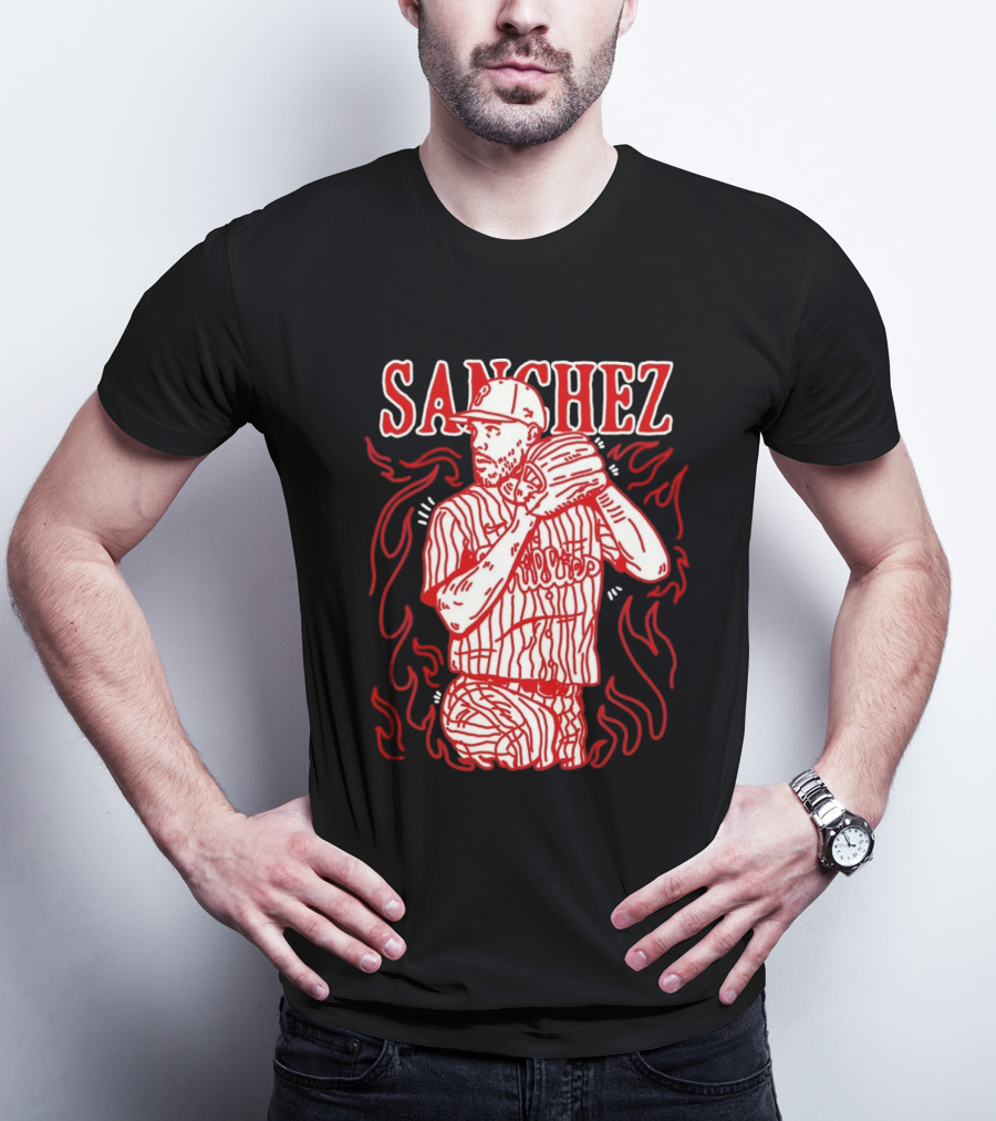 Cristopher Sanchez Philadelphia Phillies Flame Pitcher T-Shirt
