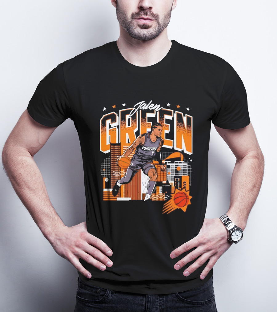 Jalen Green Phoenix Suns NBA Basketball Urban Skyline Art 4 15 NBPA T-Shirt