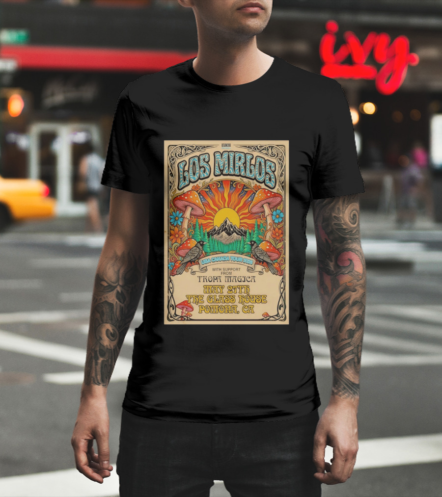 Los Mirlos USA Canada Tour 2026 May 27th The Glass House Pomona CA Tropa Magica T-Shirt