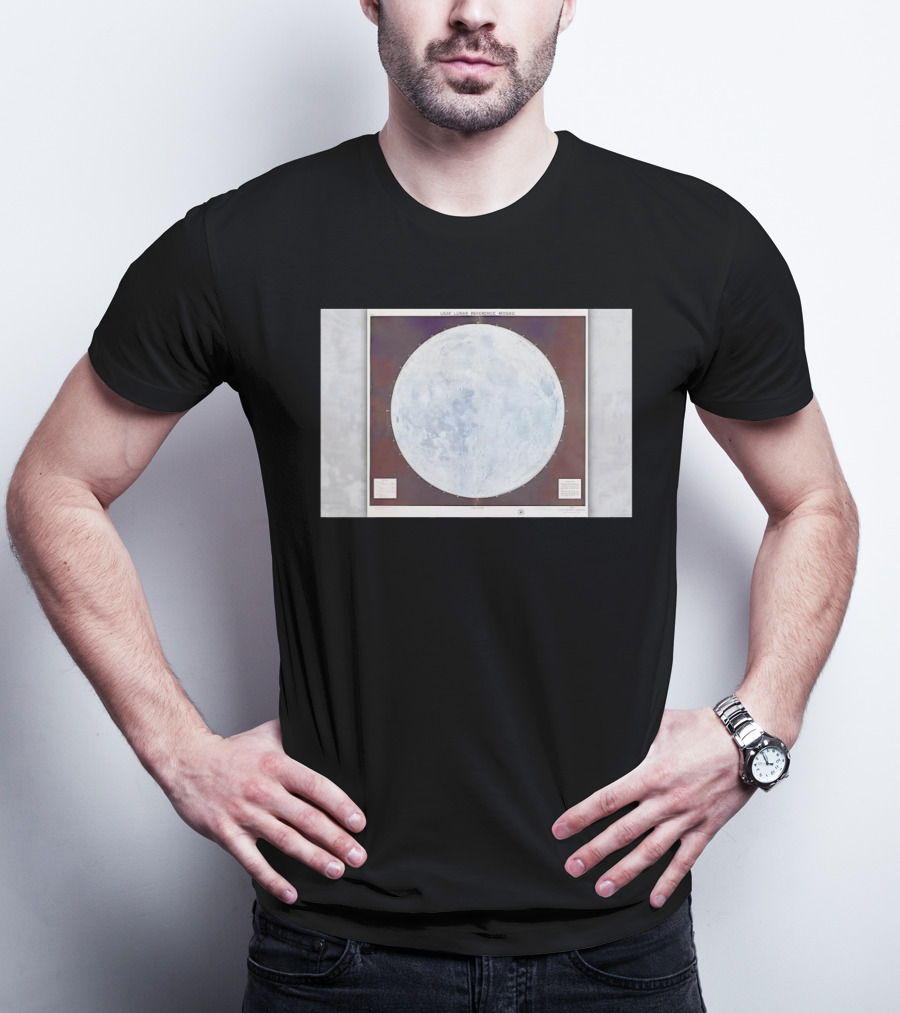 USAF Lunar Reference Mosaic Synodic Hemisphere Moon Globe T-Shirt