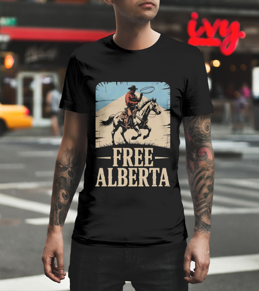 Prairie Man Lasso Figure Free Alberta T-Shirt