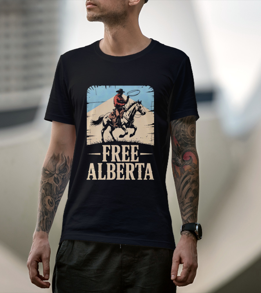 Prairie Man Lasso Figure Free Alberta T-Shirt