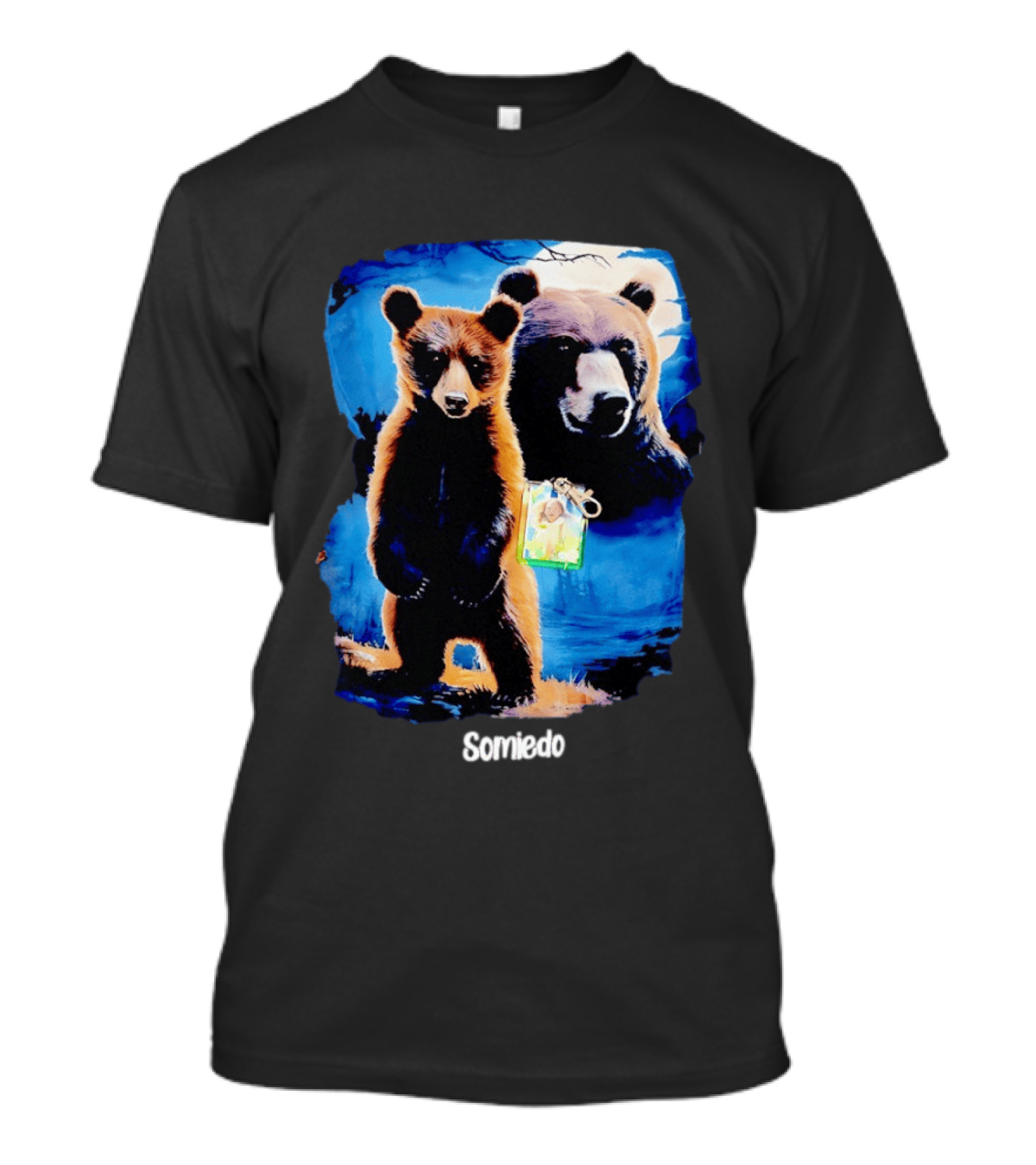 Somiedo Bears Cub Wildlife Art Blue T-Shirt