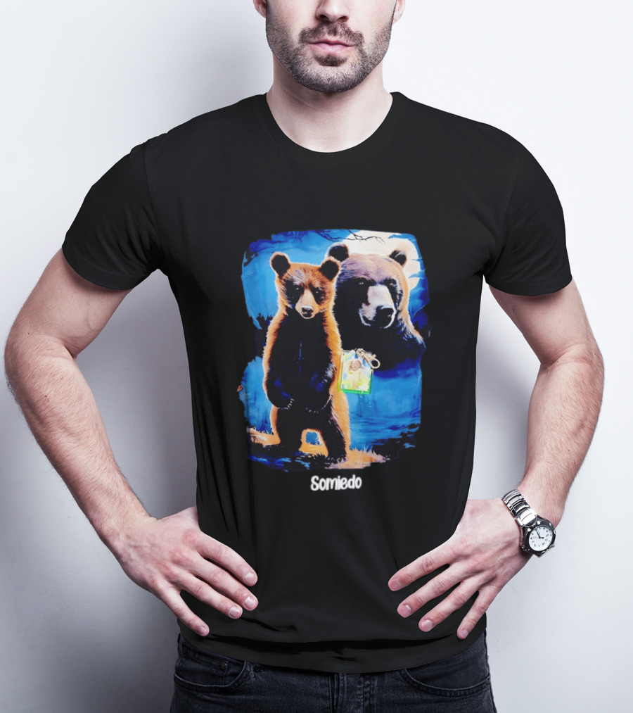 Somiedo Bears Cub Wildlife Art Blue T-Shirt