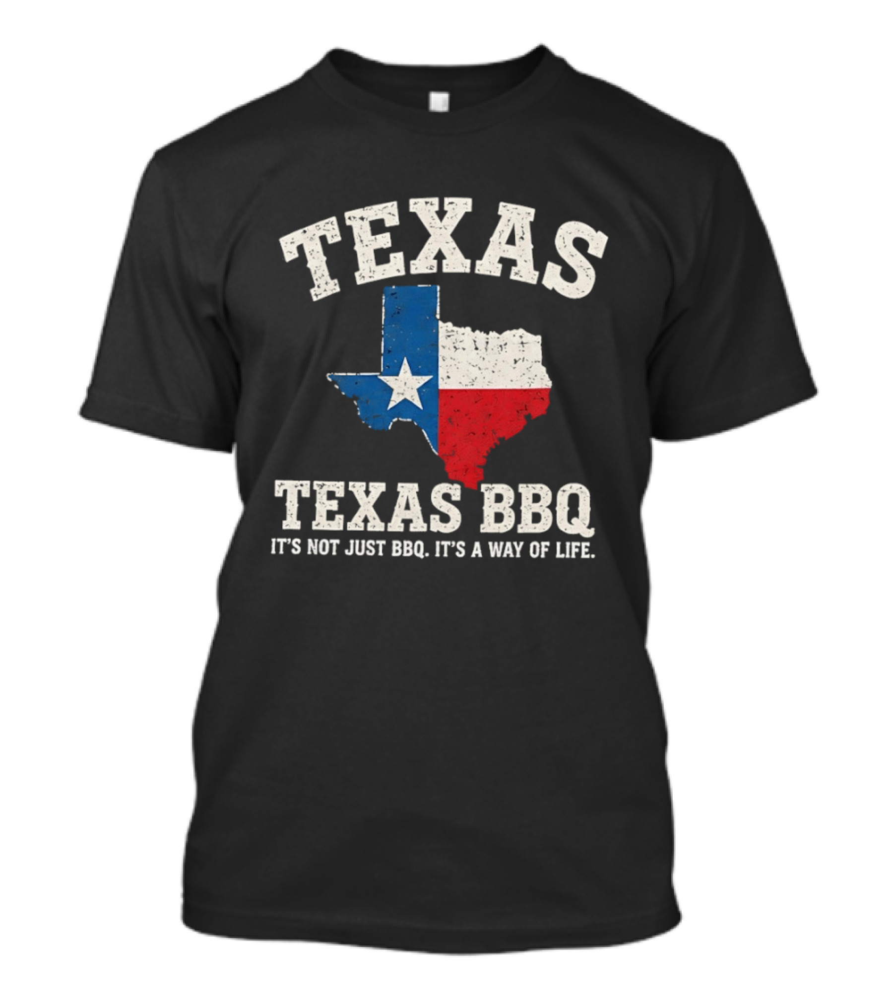 Texas BBQ It's Not Just BBQ It's A Way Of Life Texas Map With Lone Star Flag T-Shirt