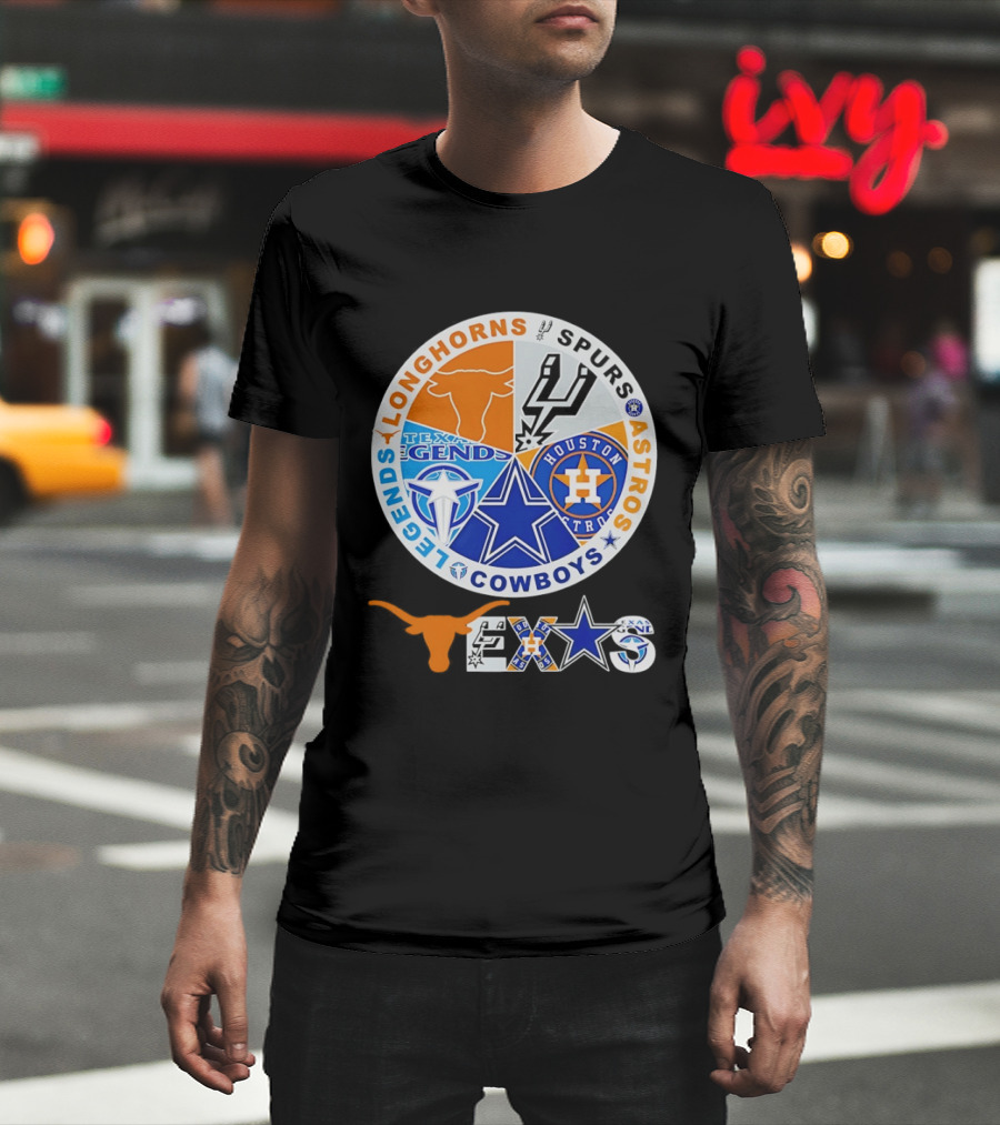 Texas Longhorns Spurs Astros Cowboys Legends Pride T-Shirt