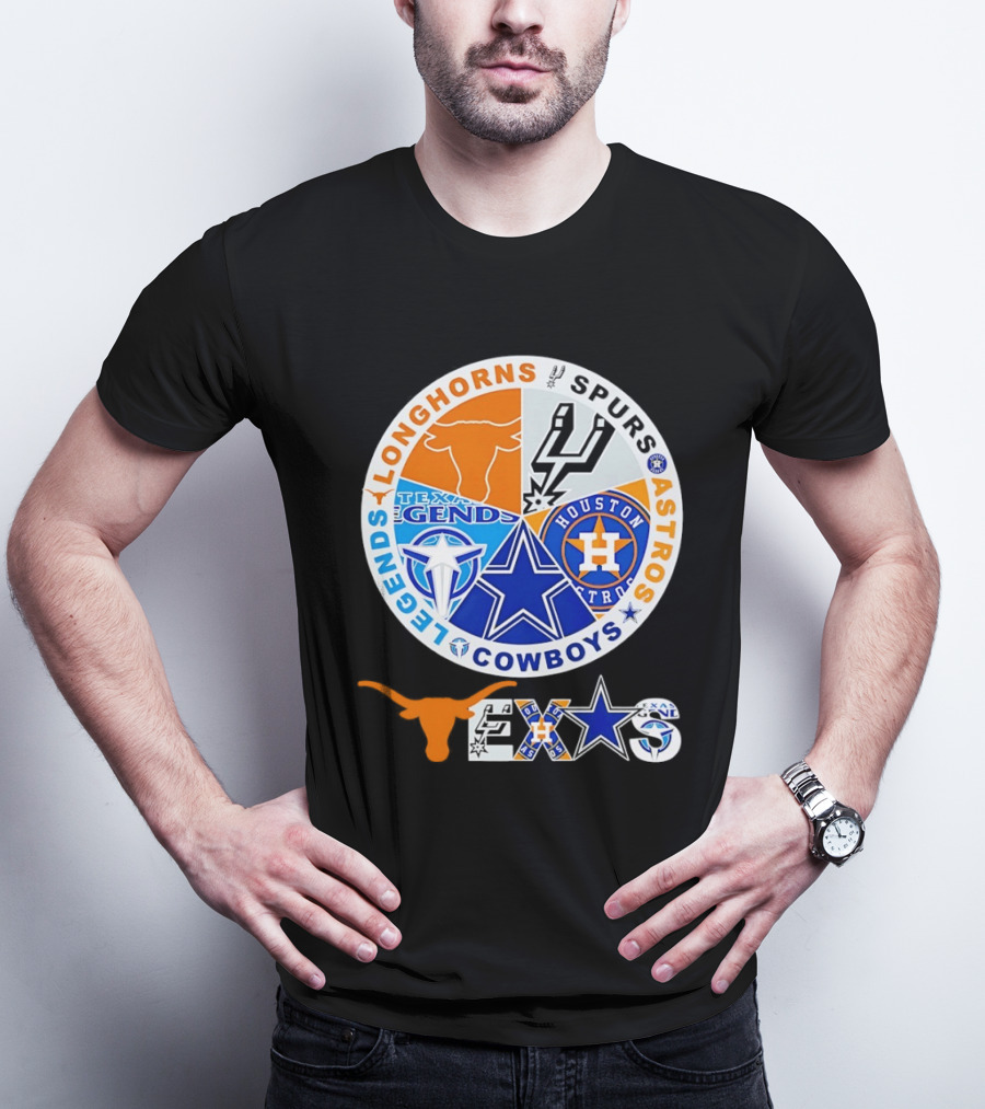 Texas Longhorns Spurs Astros Cowboys Legends Pride T-Shirt