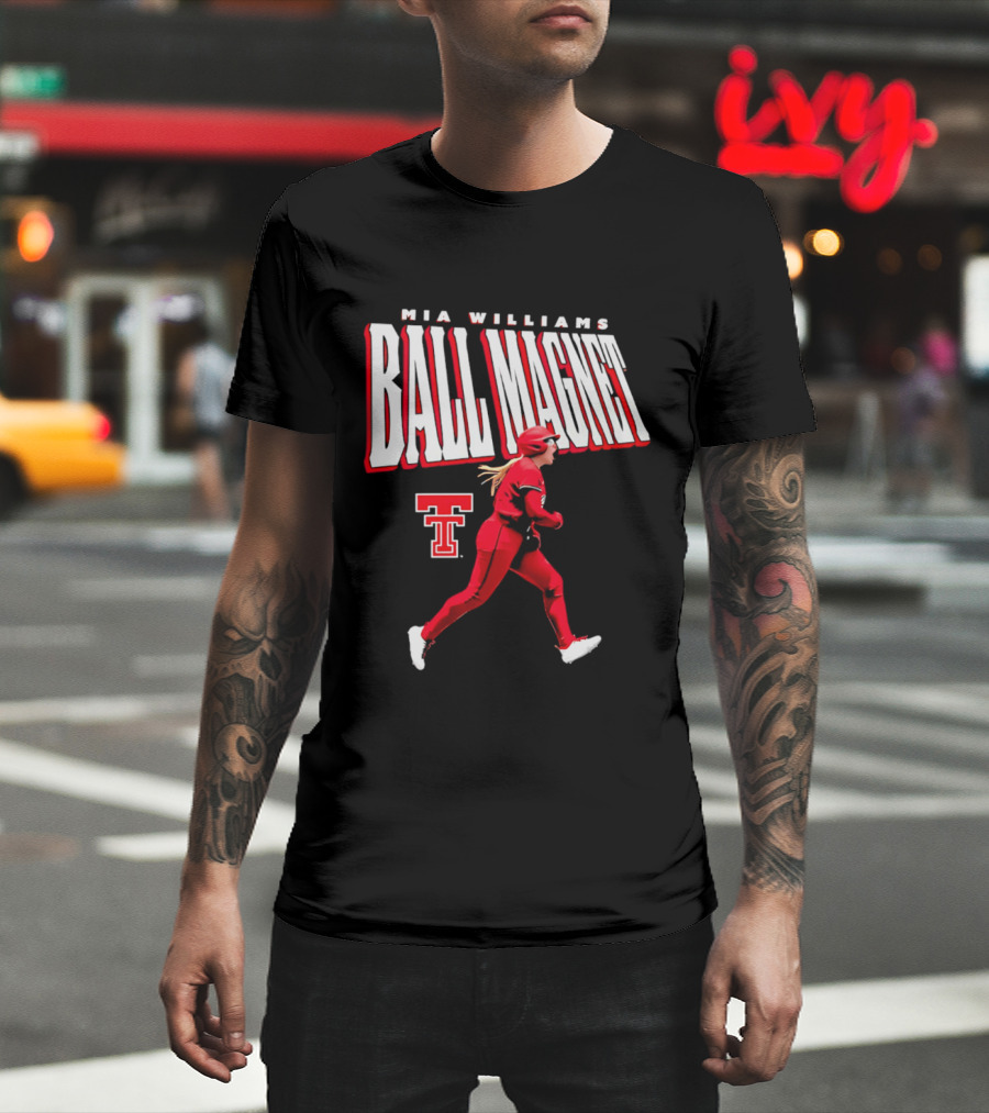 Mia Williams Ball Magnet Texas Tech Logo Running Player T-Shirt