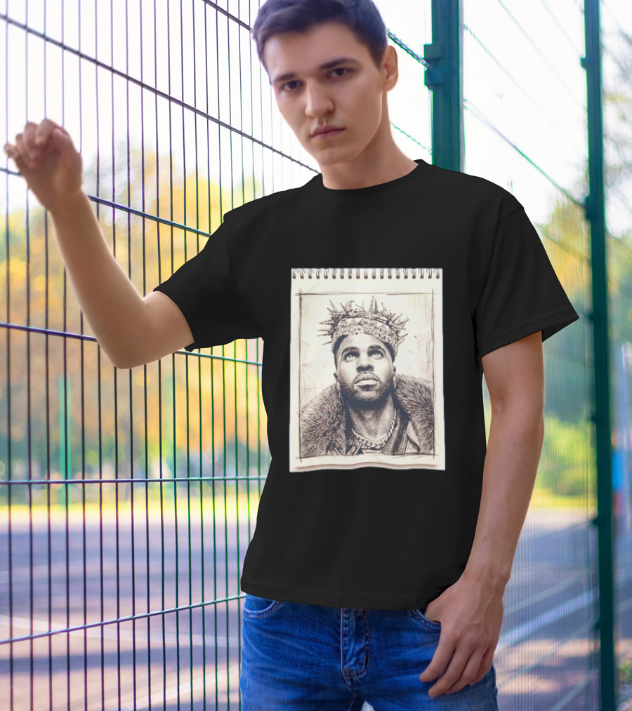The Big Jason Derulo Sketchbook Crown Fur Chain T-Shirt