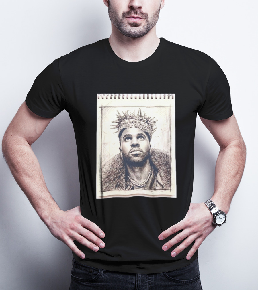 The Big Jason Derulo Sketchbook Crown Fur Chain T-Shirt
