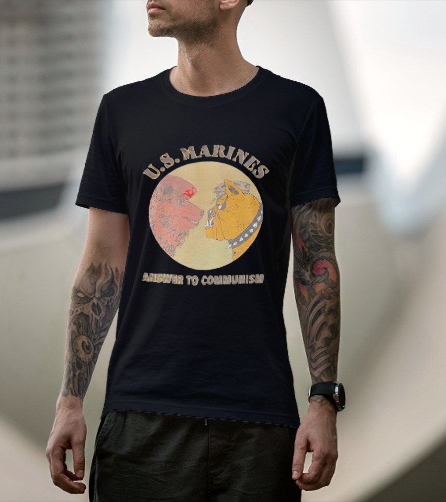 U.S. Marines Answer To Communism Soviet Bear Versus Marine Bulldog T-Shirt