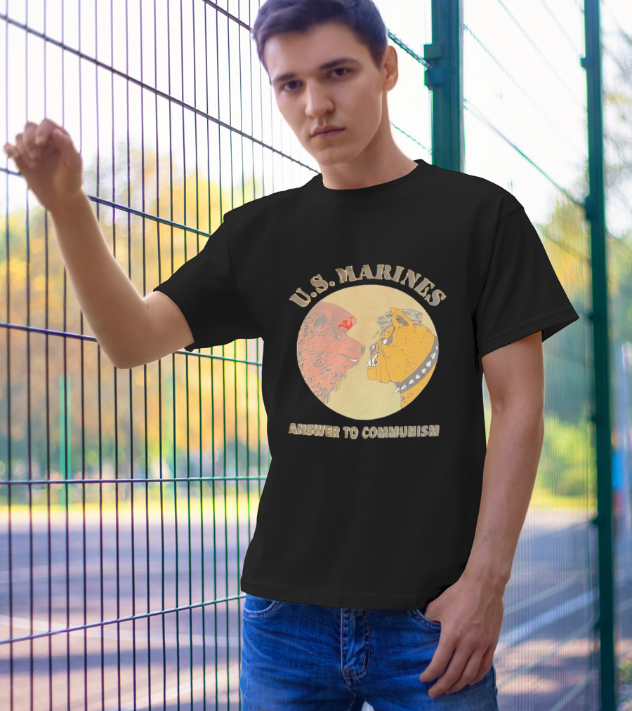 U.S. Marines Answer To Communism Soviet Bear Versus Marine Bulldog T-Shirt