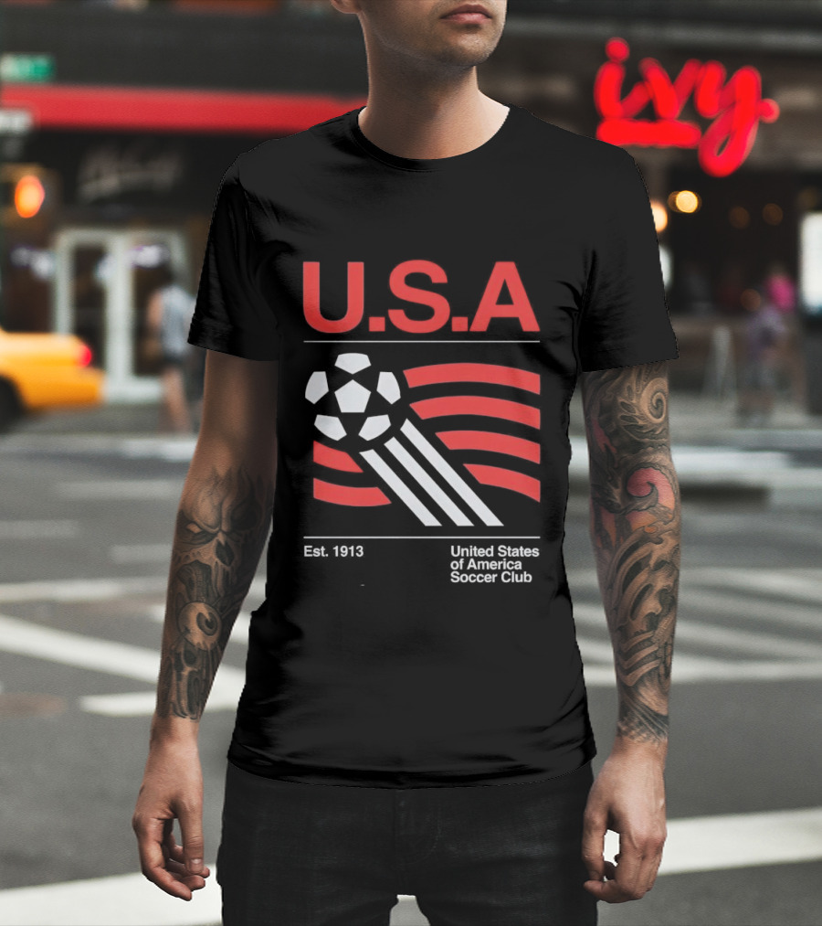 U.S.A. Est. 1913 United States Soccer Club Ball Flag T-Shirt