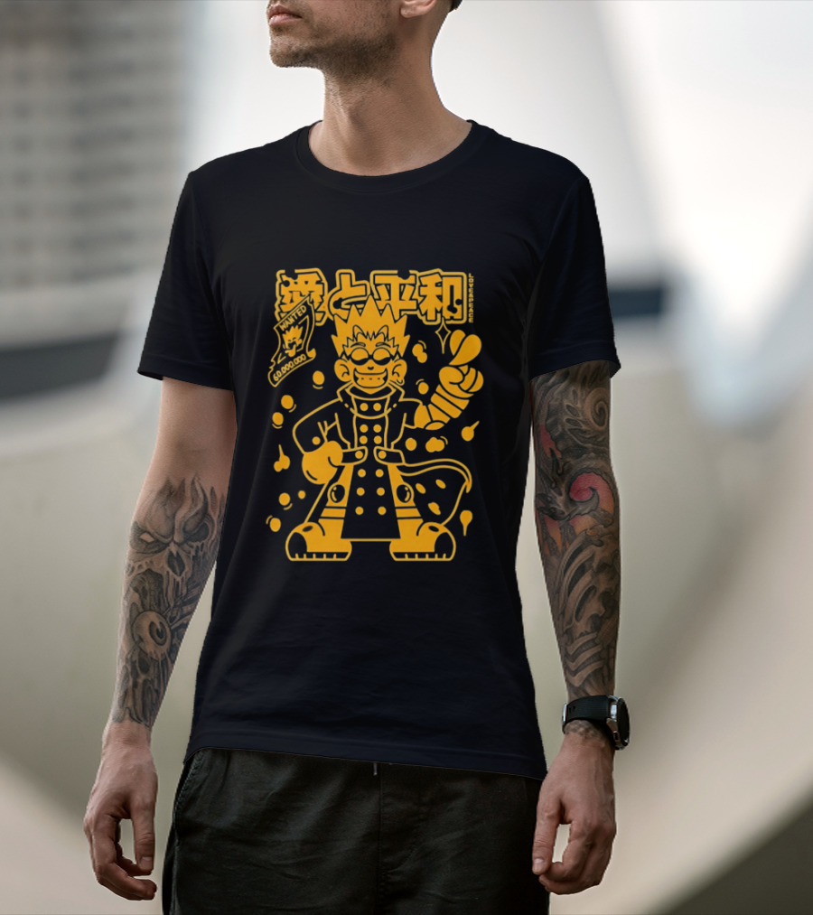 Vash The Stampede Trigun Love And Peace Japanese Text Anime T-Shirt