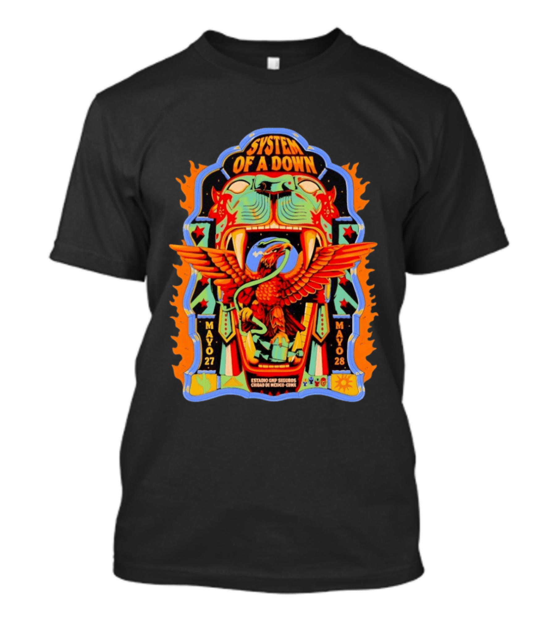 System Of A Down Estadio GNP Seguros Ciudad De Mexico May 27 28 2026 Eagle And Jaguar T-Shirt