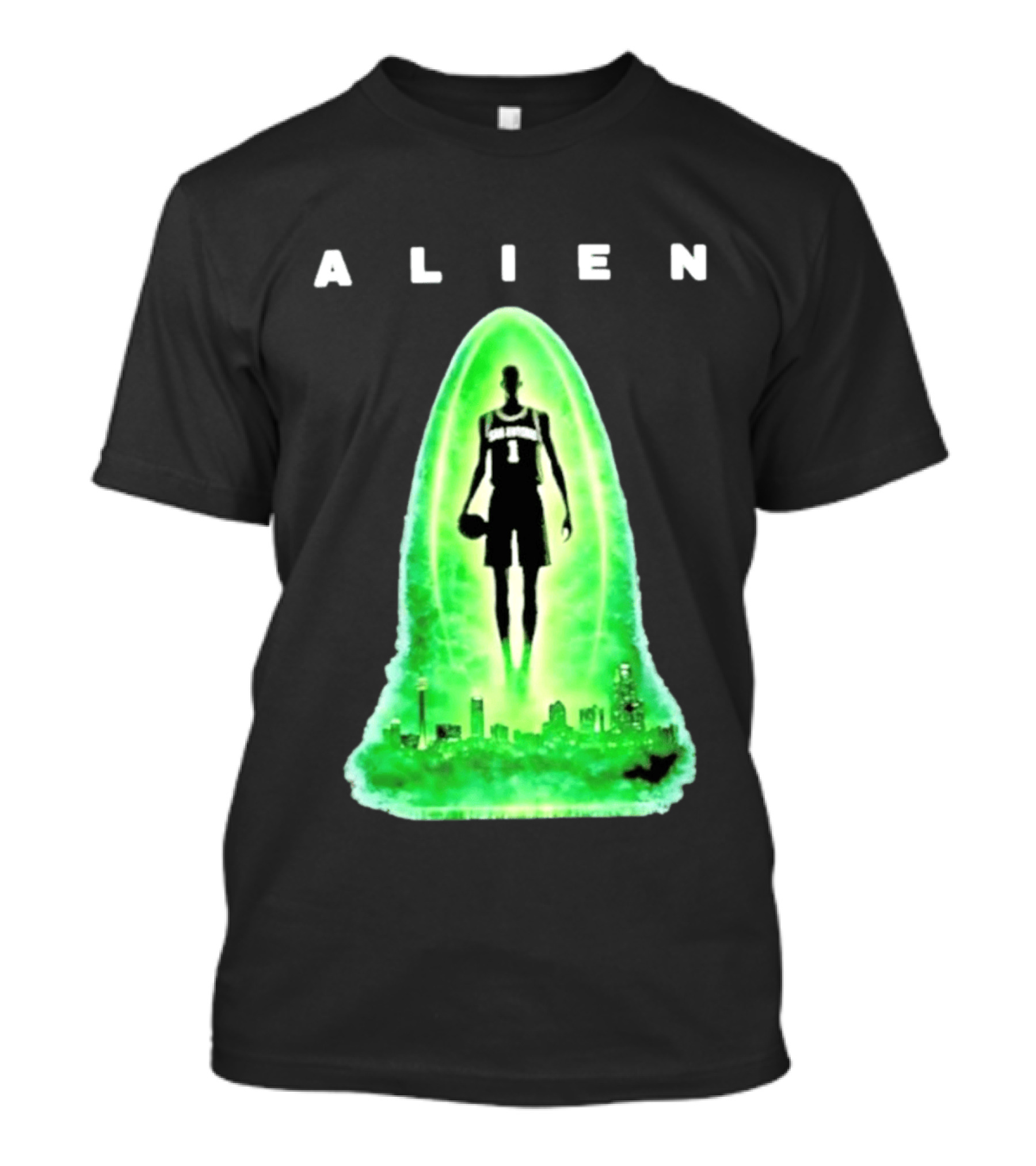 Alien Wemby San Antonio Alien Basketball Cityscape T-Shirt