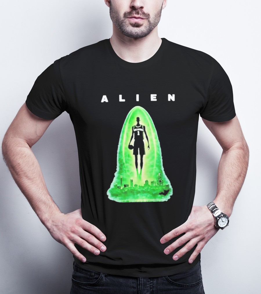 Alien Wemby San Antonio Alien Basketball Cityscape T-Shirt
