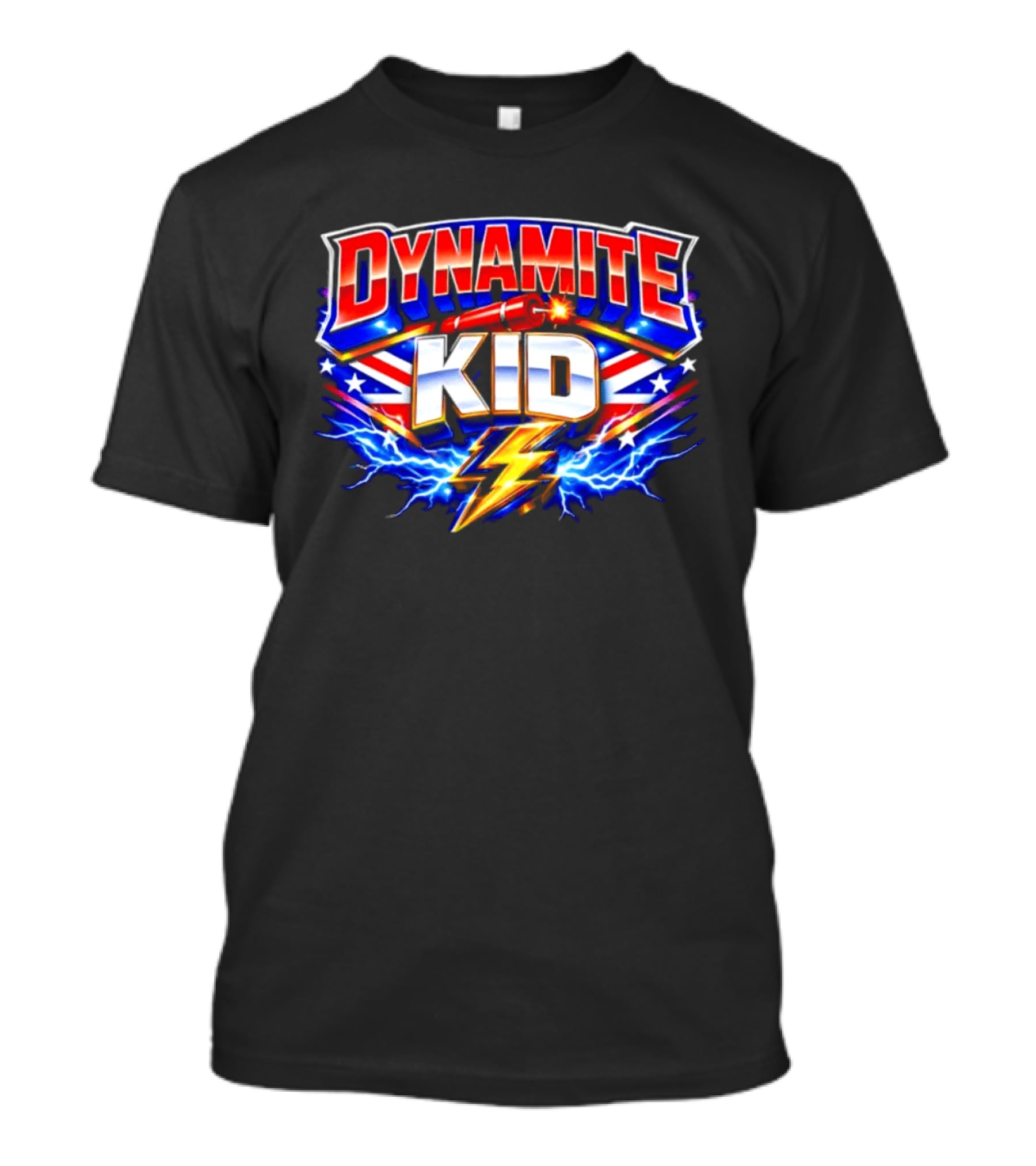 Dynamite Kid Wrestling Lightning Union Jack Explosion T-Shirt