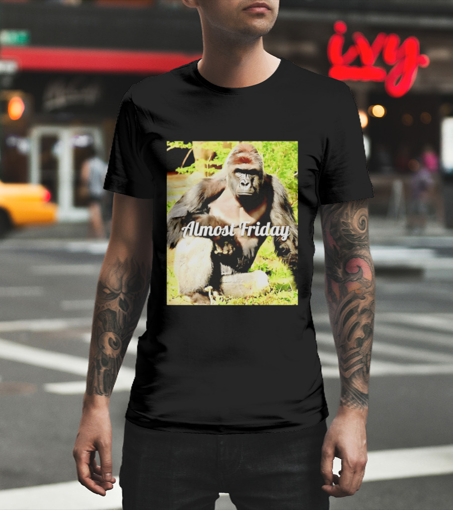 Almost Friday Gorilla Relaxing In Nature T-Shirt