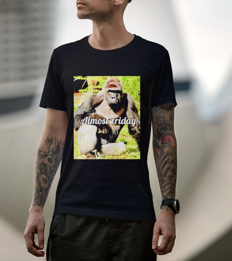 Almost Friday Gorilla Relaxing In Nature T-Shirt