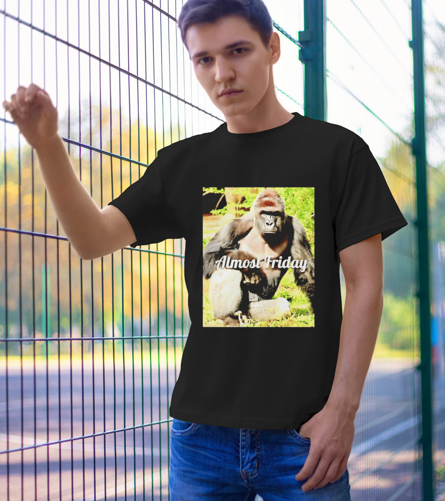 Almost Friday Gorilla Relaxing In Nature T-Shirt