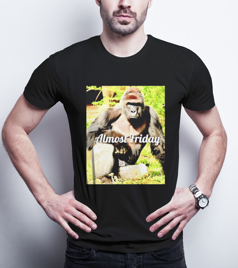 Almost Friday Gorilla Relaxing In Nature T-Shirt