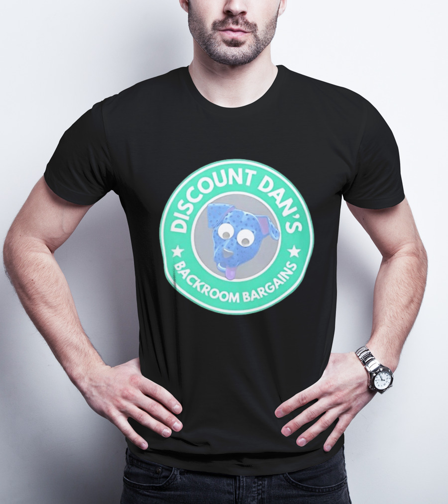 Discount Dan's Backroom Bargains Dog Face Circular T-Shirt