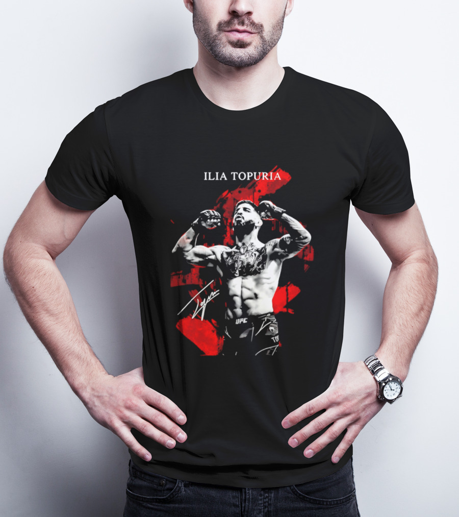Ilia Topuria UFC Fighter Bold Red Abstract T-Shirt