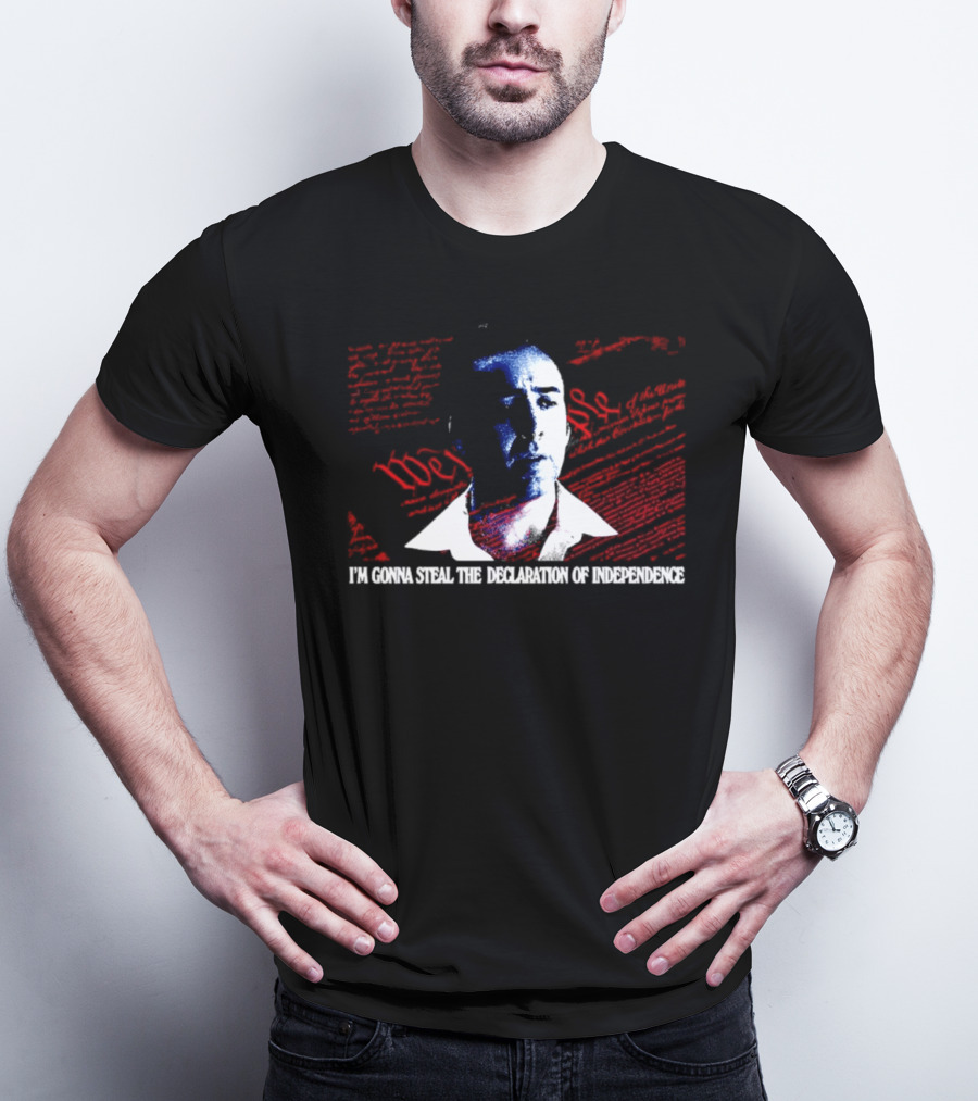 Nicolas Cage I'm Gonna Steal The Declaration Of Independence Face Red White Blue T-Shirt