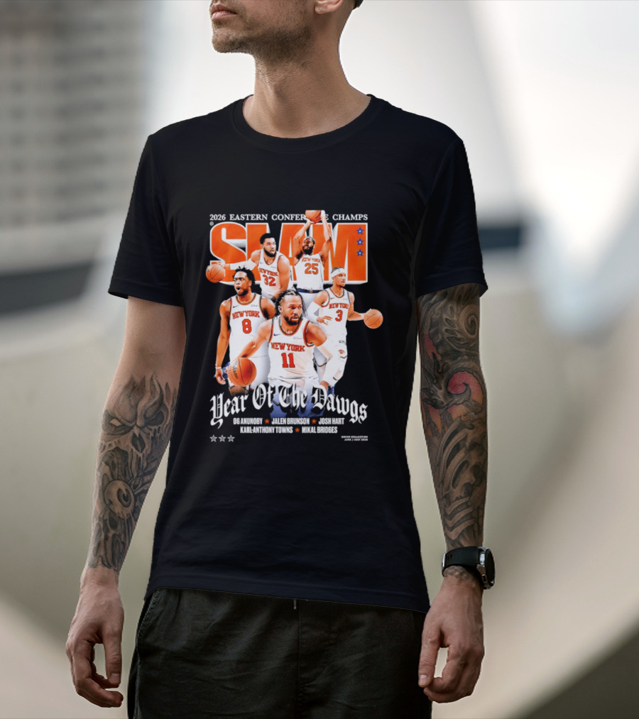 2023 Eastern Conference Champs New York Knicks SLAM Year Of The Dawgs Jalen Brunson Josh Hart Karl Anthony Towns T-Shirt