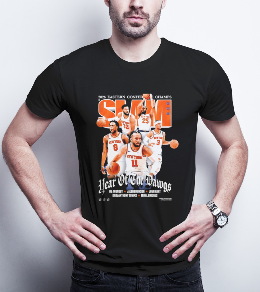 2023 Eastern Conference Champs New York Knicks SLAM Year Of The Dawgs Jalen Brunson Josh Hart Karl Anthony Towns T-Shirt