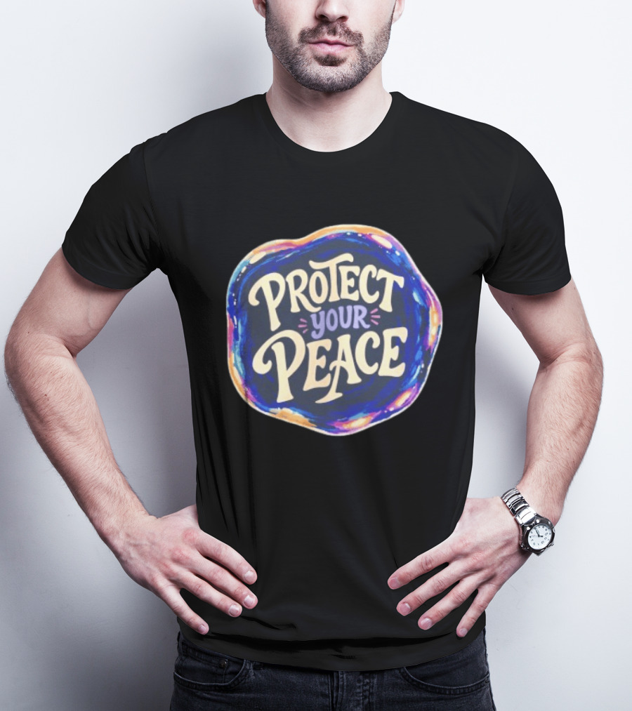 Protect Your Peace Vibrant Psychedelic Aura T-Shirt