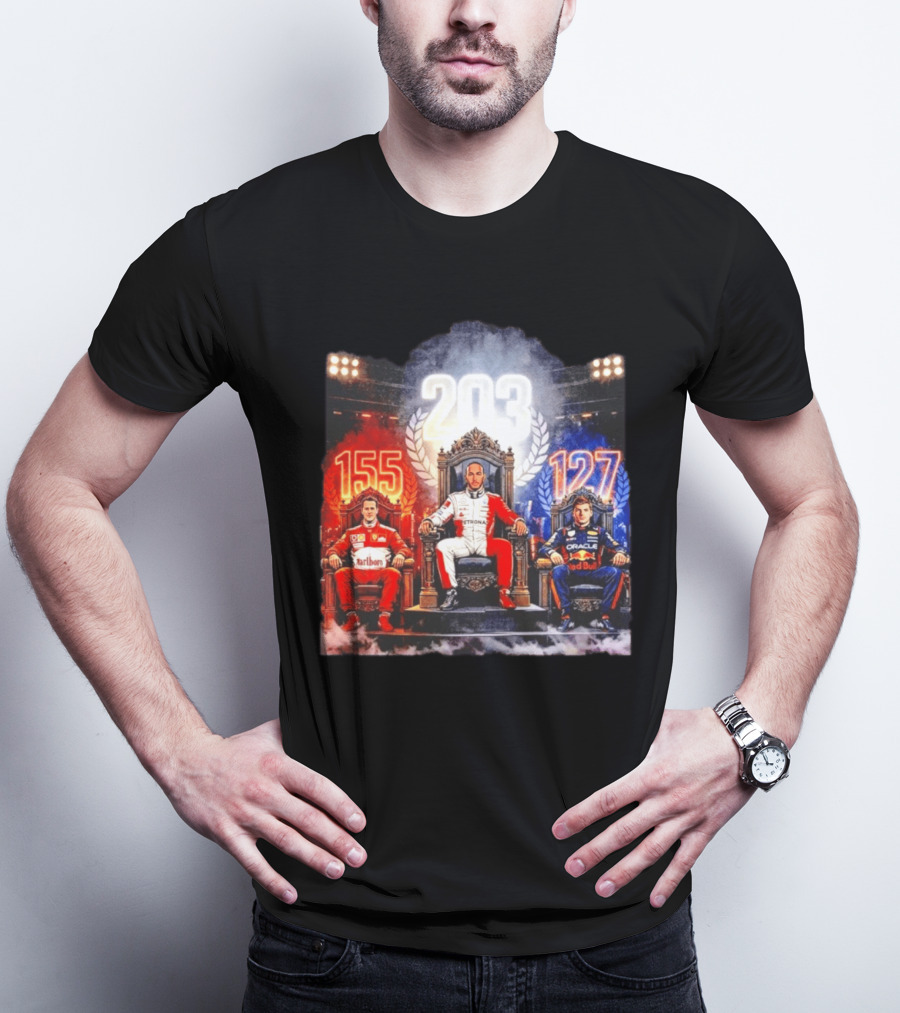 Michael Schumacher Lewis Hamilton Max Verstappen F1 155 203 127 Racing Legends T-Shirt