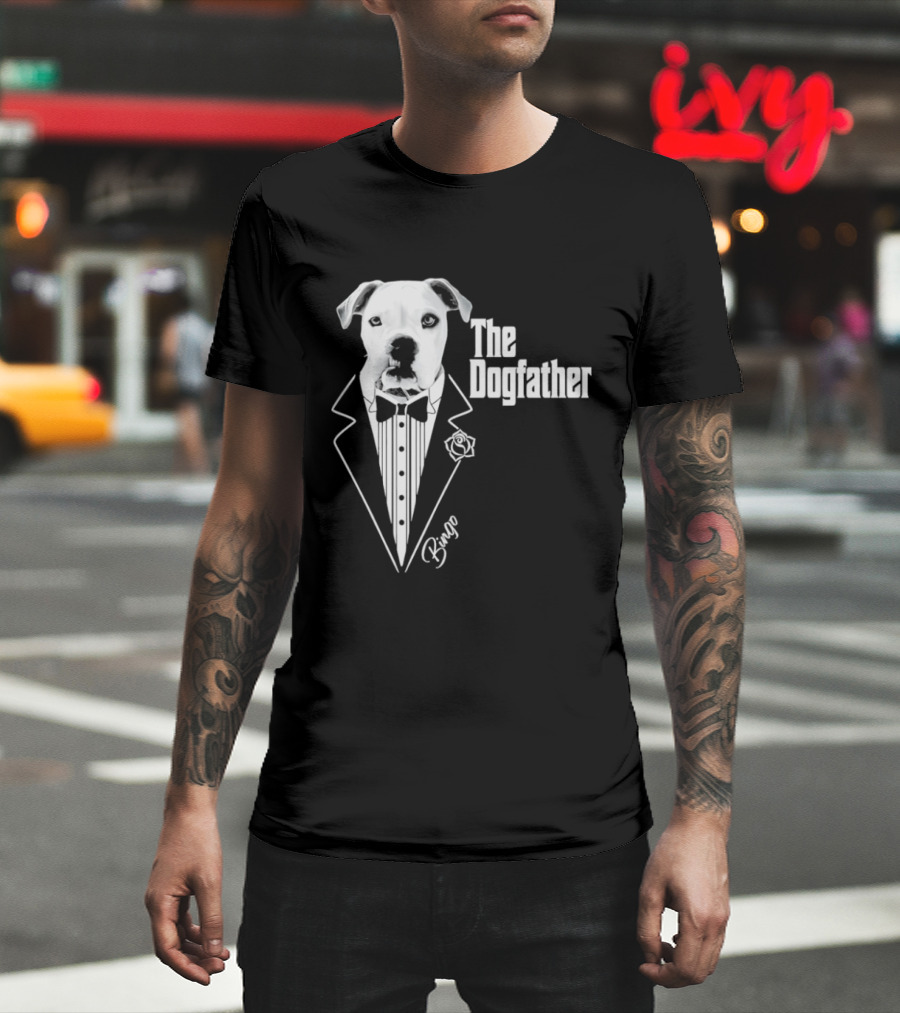 The Dogfather Bingo Tuxedo Bow Tie Rose Godfather Movie Pet Owner T-Shirt