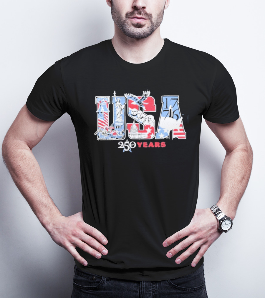 USA 250 Years 1776 2026 American Flag Liberty Eagle T-Shirt