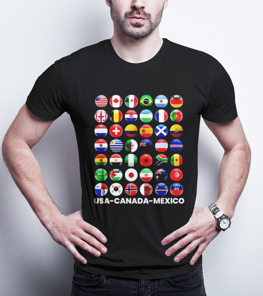 USA Canada Mexico Soccer Tournament All Country Flags United Nations Football Nations T-Shirt