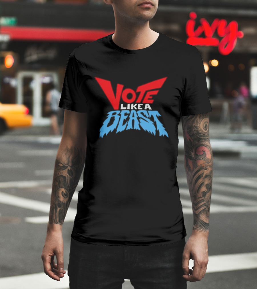 Vote Like A Beast Bold Red Blue T-Shirt