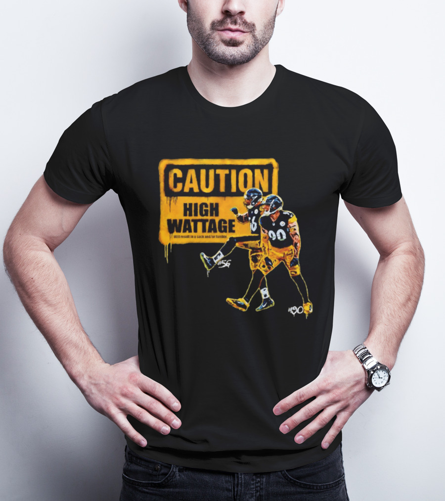 Caution High Wattage Alex Highsmith TJ Watt Pittsburgh Steelers Sack T-Shirt