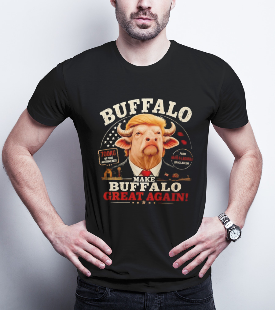 Buffalo Make Buffalo Great Again Funny Graphic With Trump Hair And Star T-Shirt