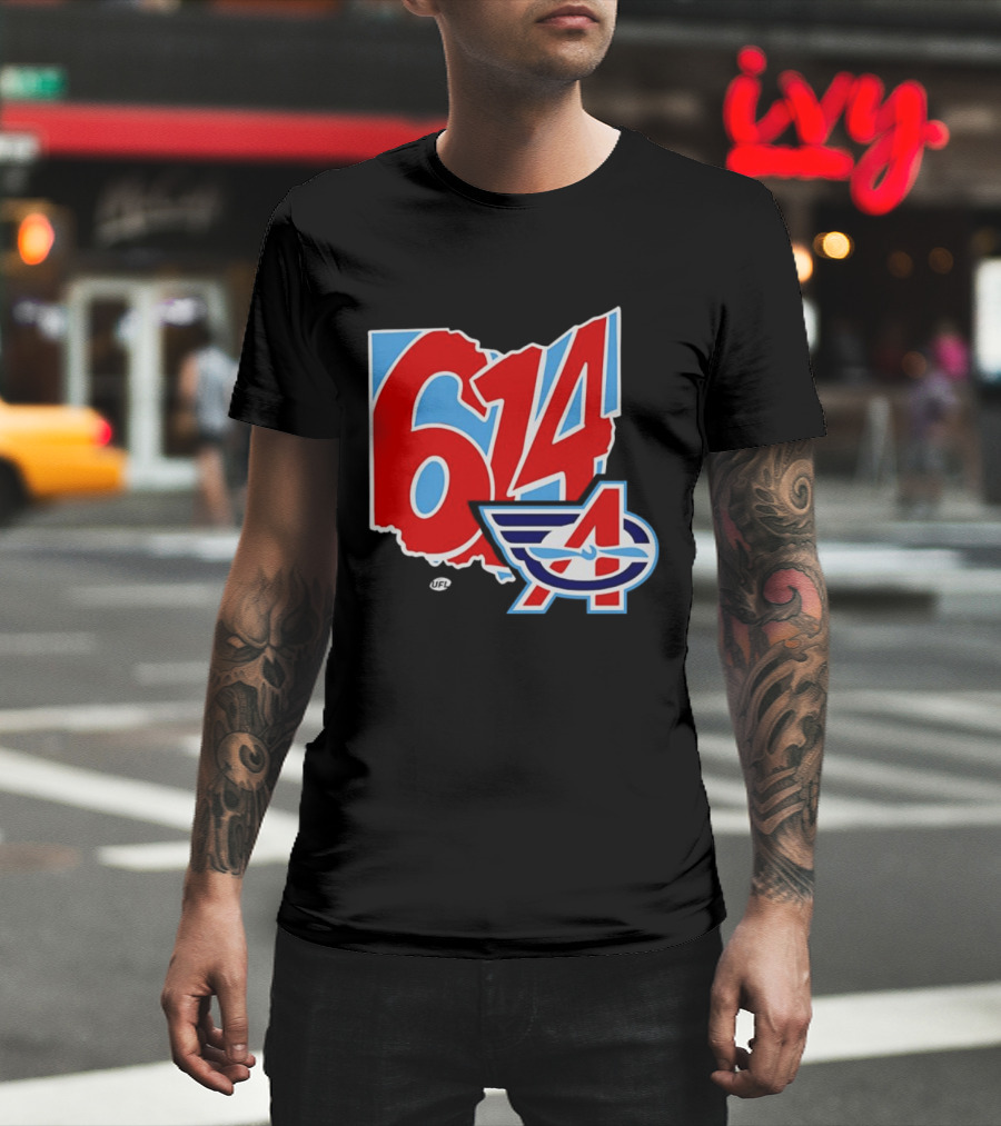 Arlington Renegades Ohio 614 United Football League State Map T-Shirt