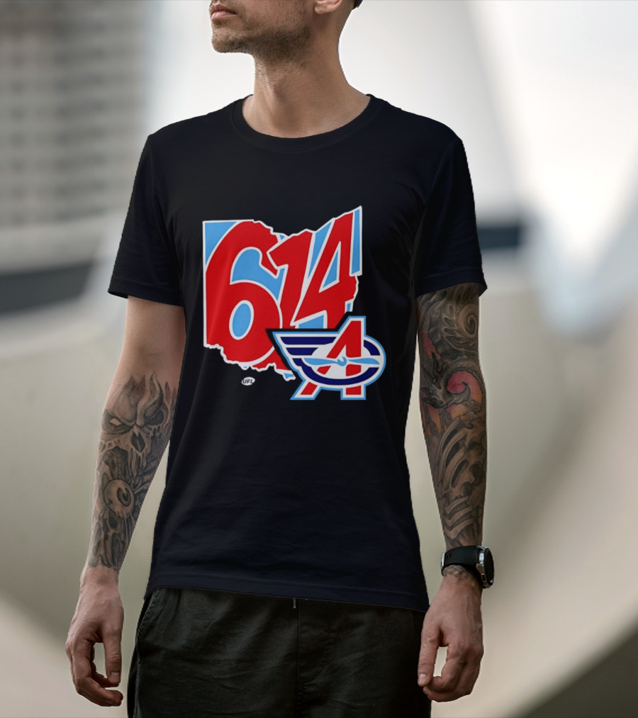 Arlington Renegades Ohio 614 United Football League State Map T-Shirt