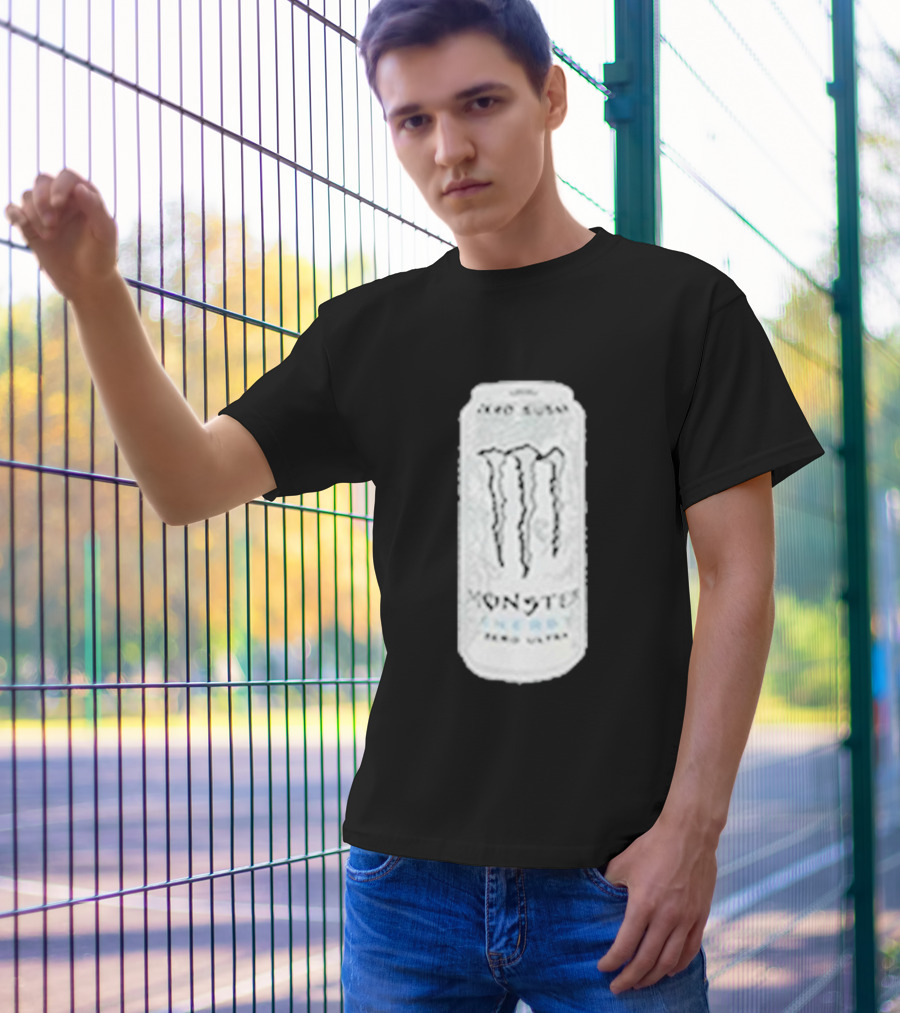 Monster Energy Zero Sugar White Can Patch T-Shirt