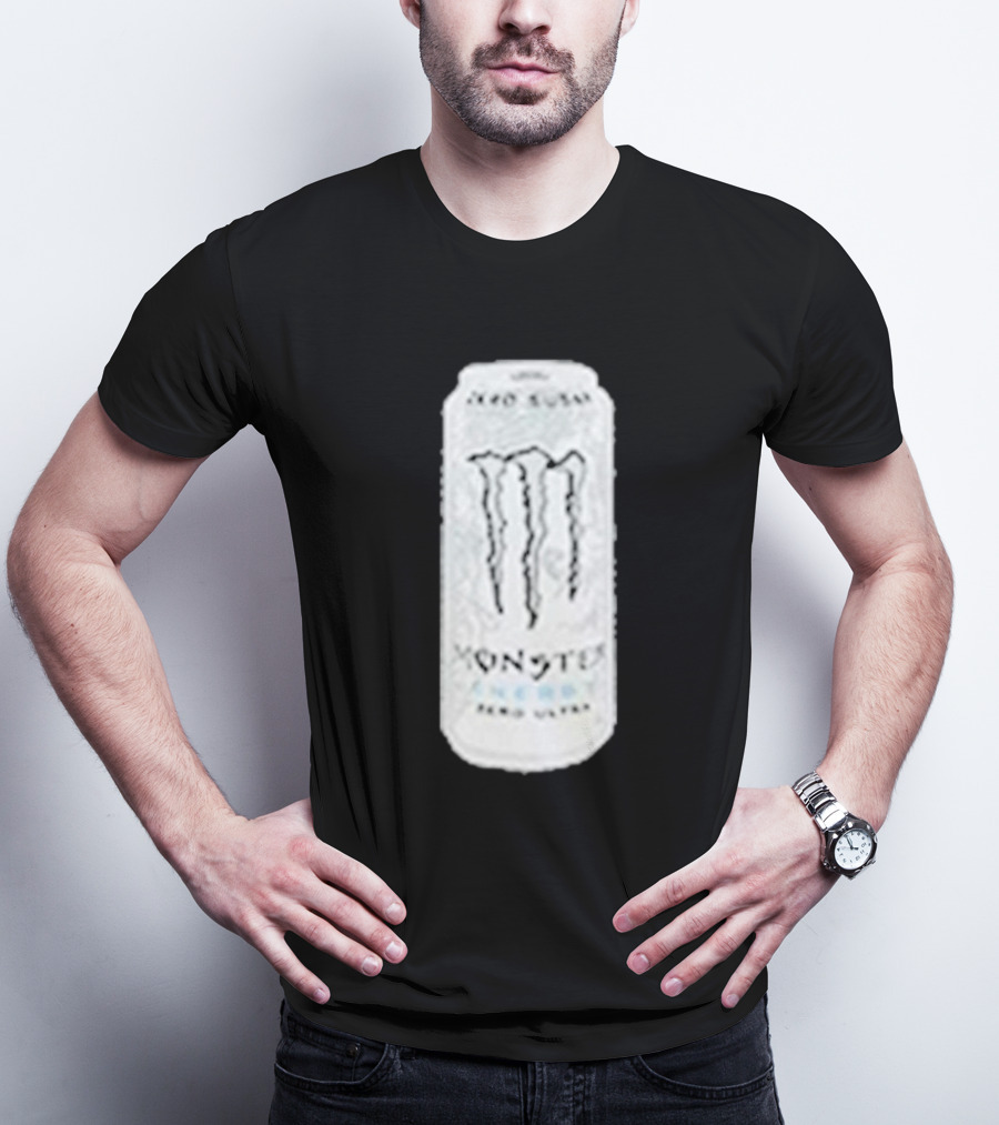 Monster Energy Zero Sugar White Can Patch T-Shirt