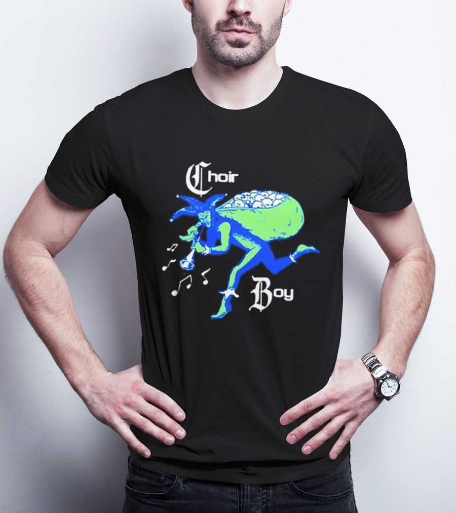 Choir Boy Running Jester With Bag Of Bones And Musical Notes T-Shirt