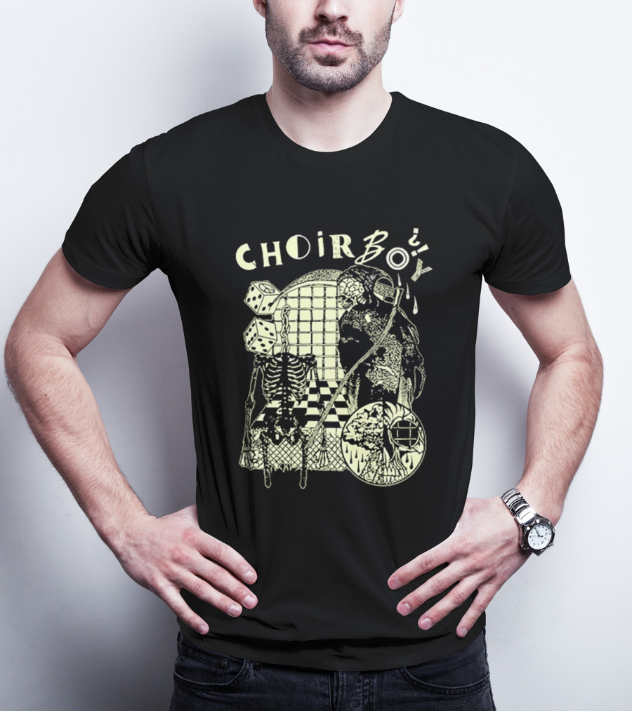 Choir Boy Reaper Skeleton Chessboard T-Shirt