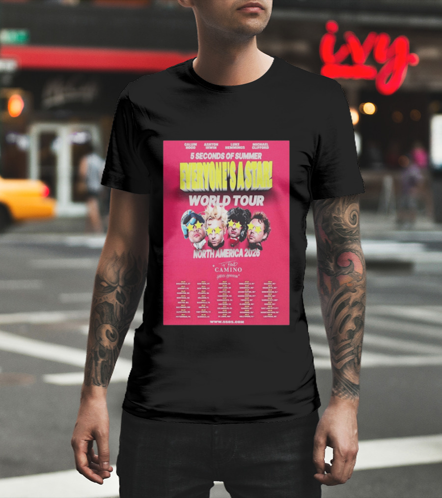 5 Seconds Of Summer Everyone's A Star World Tour North America 2026 Haiden Henderson T-Shirt
