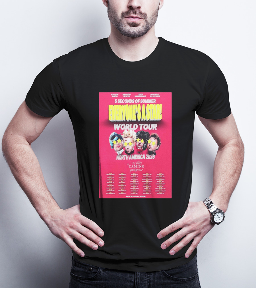 5 Seconds Of Summer Everyone's A Star World Tour North America 2026 Haiden Henderson T-Shirt
