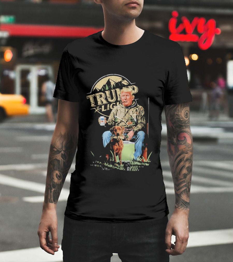 Trump Light Countryside Hunting With Dog And Beer T-Shirt