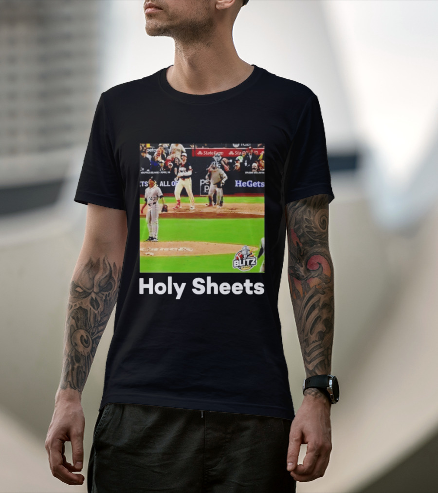 Padres Blitz Baseball Holy Sheets Petco Park T-Shirt